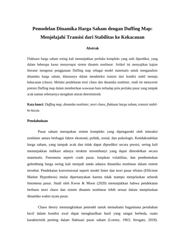Pemodelan DuffingMap Saham | PDF