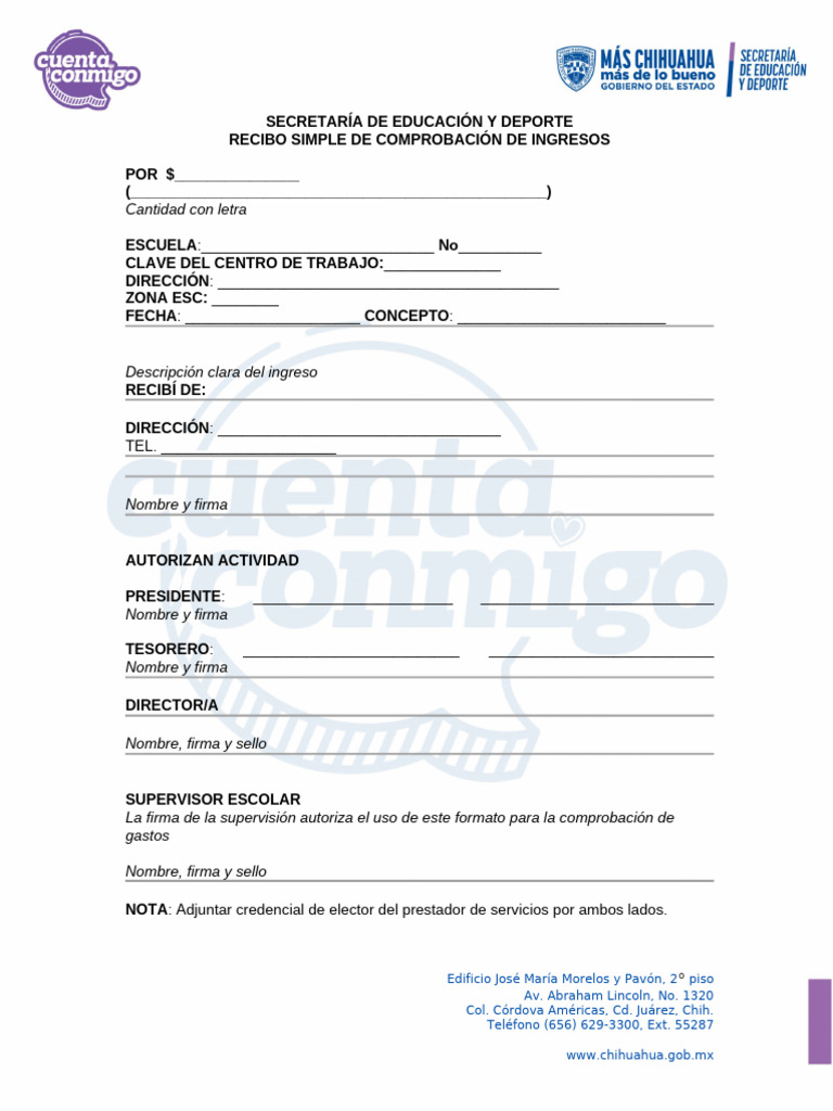 Recibo de Comprobación de Ingresos Escolar | PDF