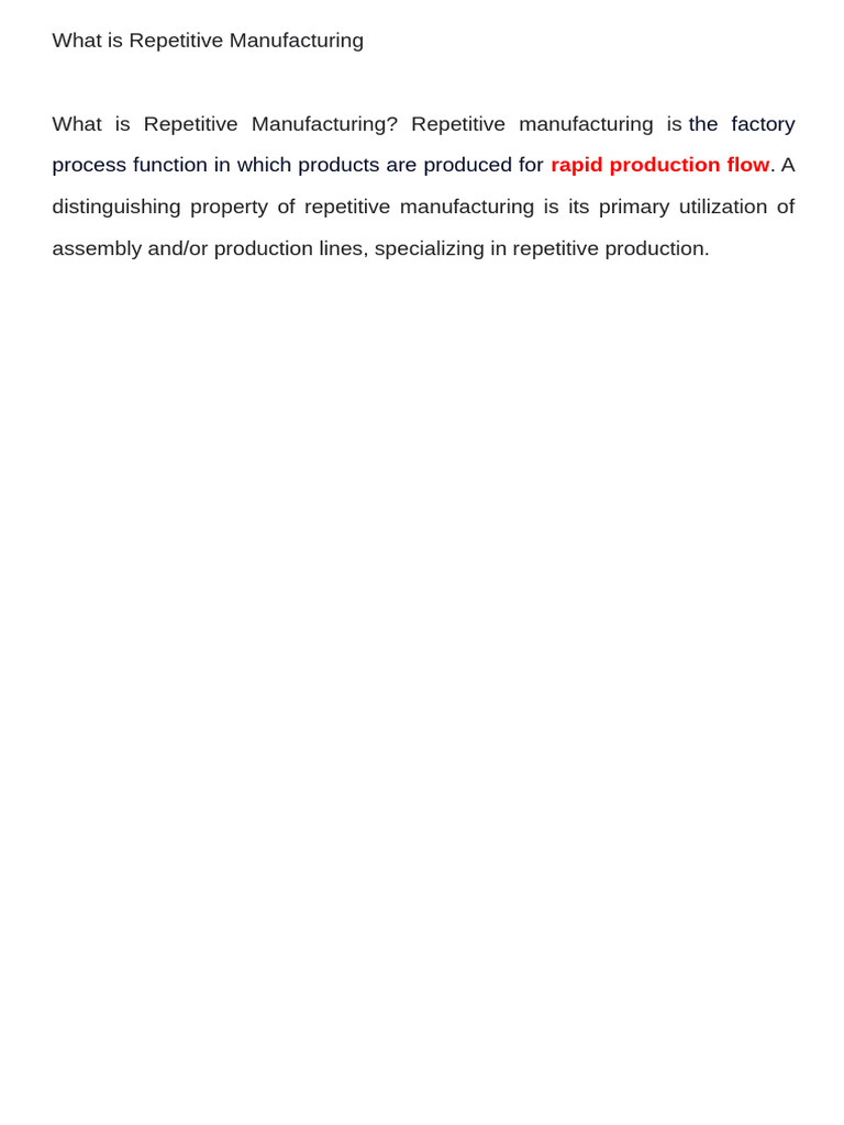 What Is Repetitive Manufacturing | PDF