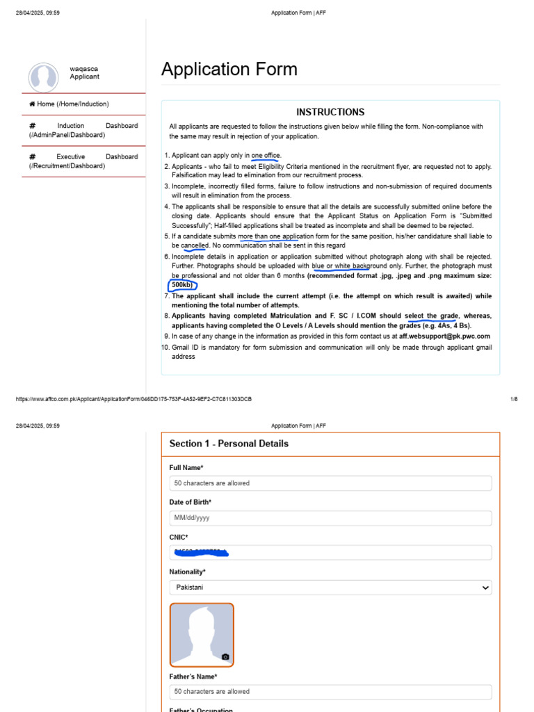 Application Form _ AFF | PDF