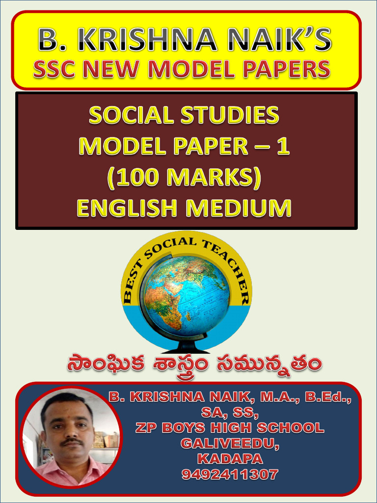 SOCIAL STUDIES MODEL PAPER 1 - EM BY BKN | PDF