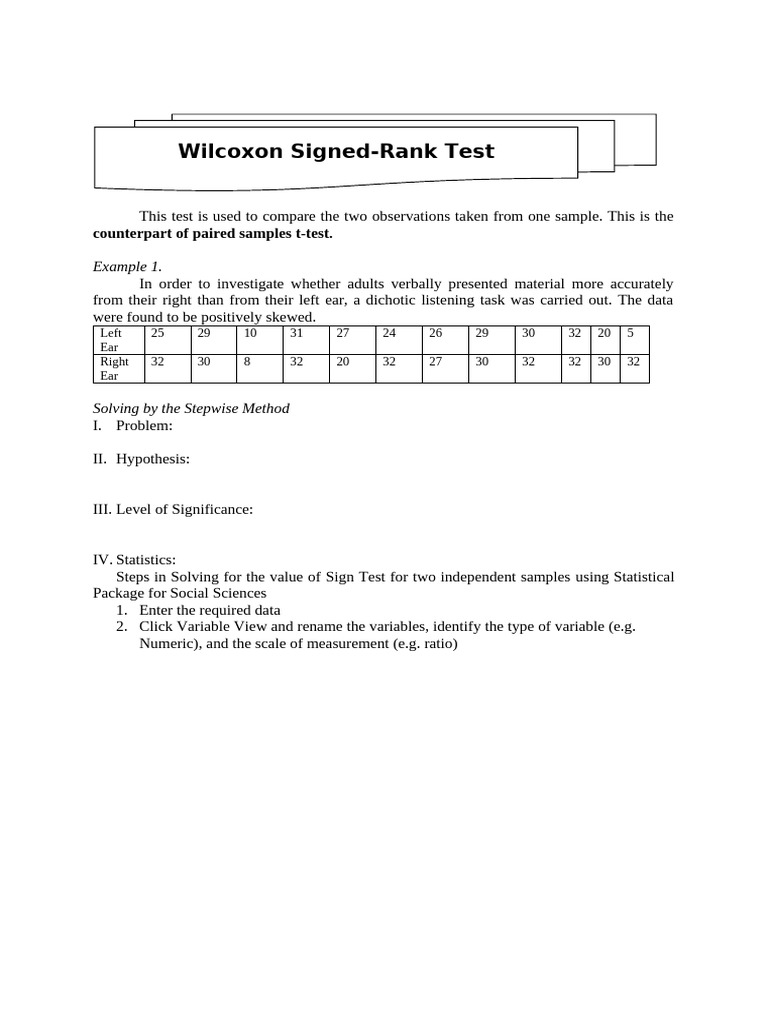 Session 11 WIlcoxon Signed Rank Test | PDF