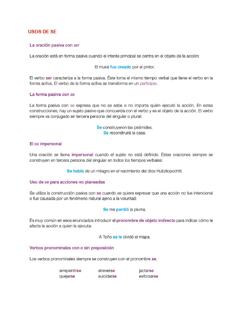 Usos de SE | PDF