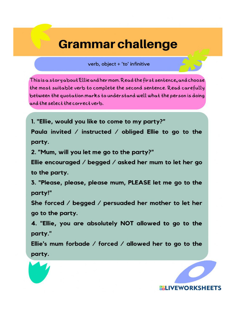 5th Junior Verb Inf A | PDF