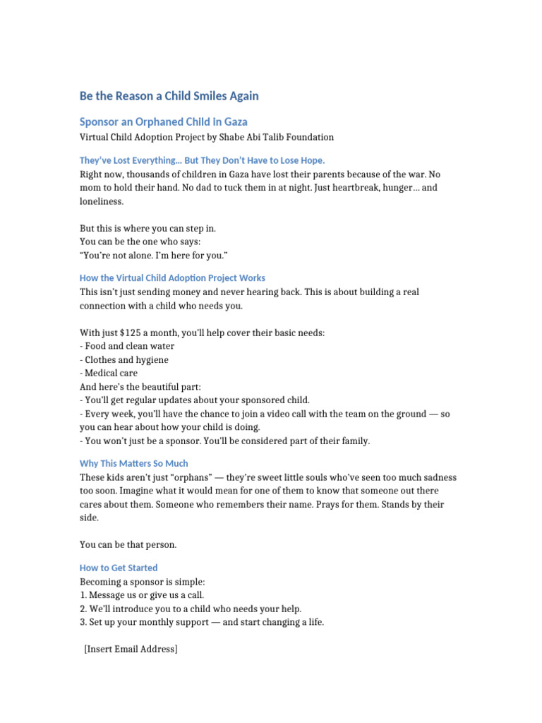 Virtual Child Adoption Proposal | PDF