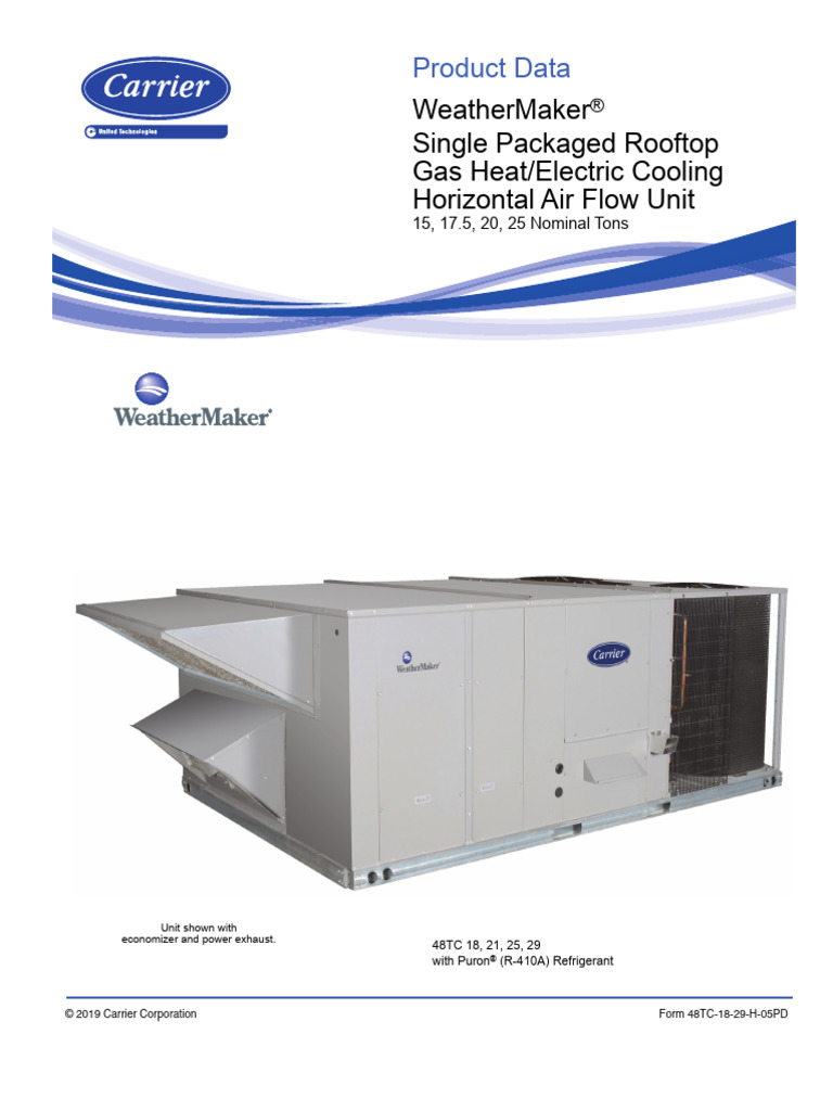 Weathermaker Single Packaged Rooftop Gas Heat/Electric Cooling ...