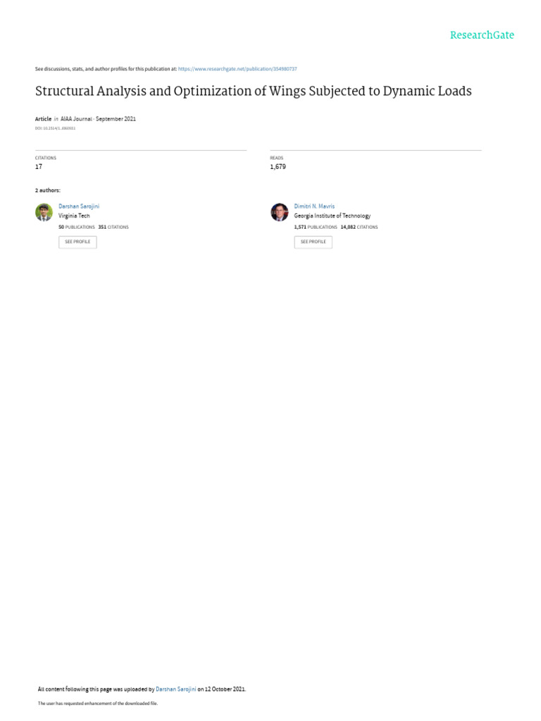 AIAA Journal Struc Analy Opti Using Beams | PDF | Structural Analysis ...