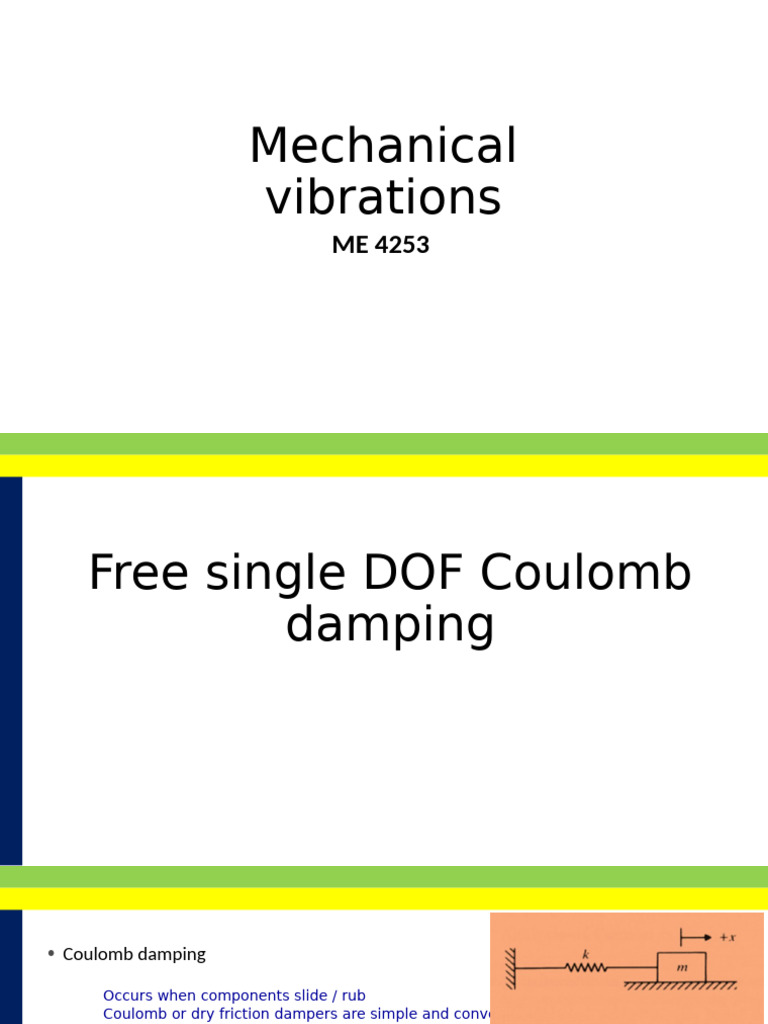 Chapter-2 Free Damped Vibrations-Dry Friction Damping | PDF | Friction | Damping