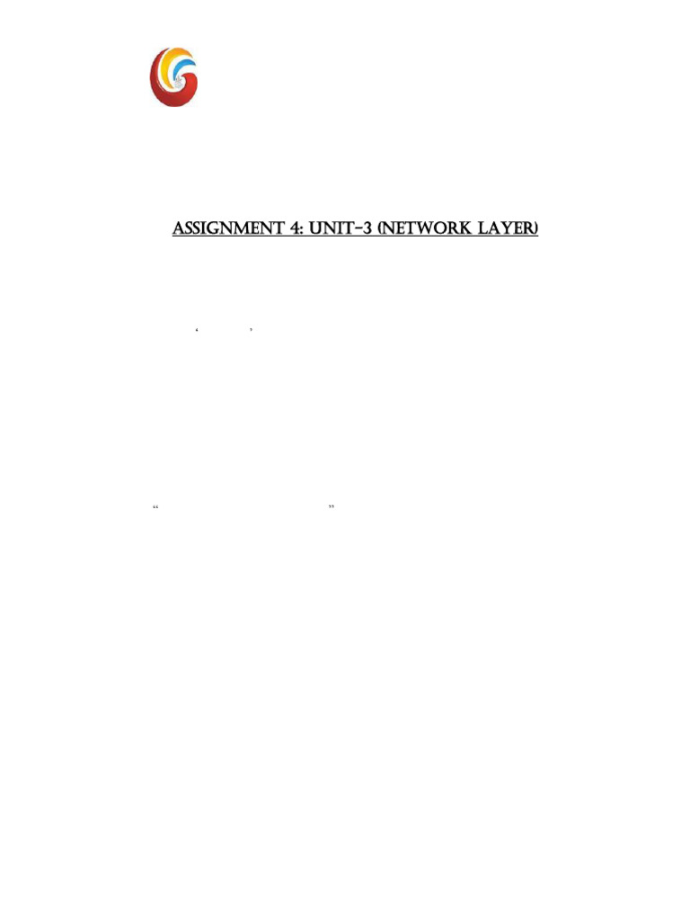 Assignment 4 - Unit-3 - Network Layer | PDF | I Pv6 | Wide Area Network