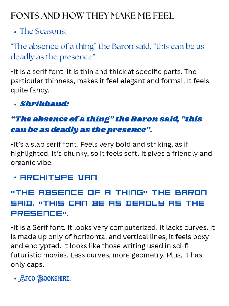 Font and descriptions | PDF | Typefaces | Sans Serif