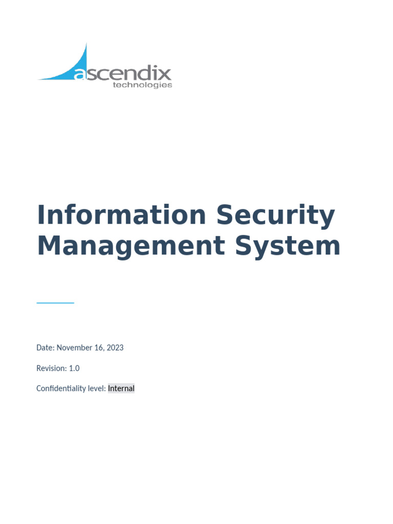 Ascendix Technologies - Information Security Management System (v.4) | PDF | Information ...