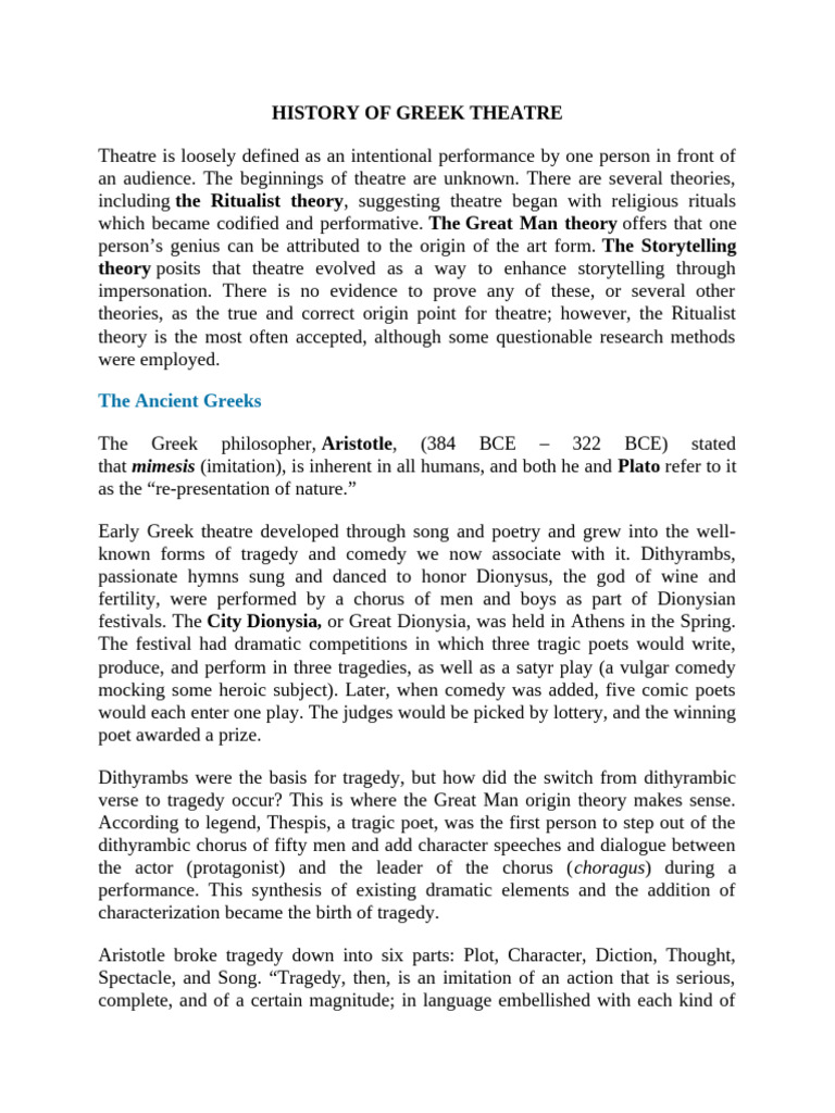 History of Greek Theatre Ho-7 | PDF | Greek Tragedy | Tragedy