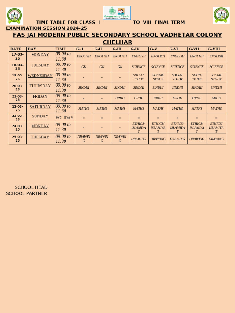 Time Table | PDF