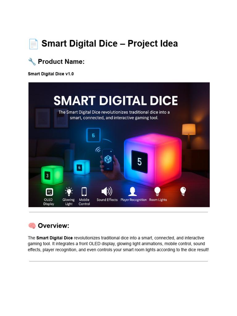 Idea 1 - Smart Digital Dice | PDF | Computing