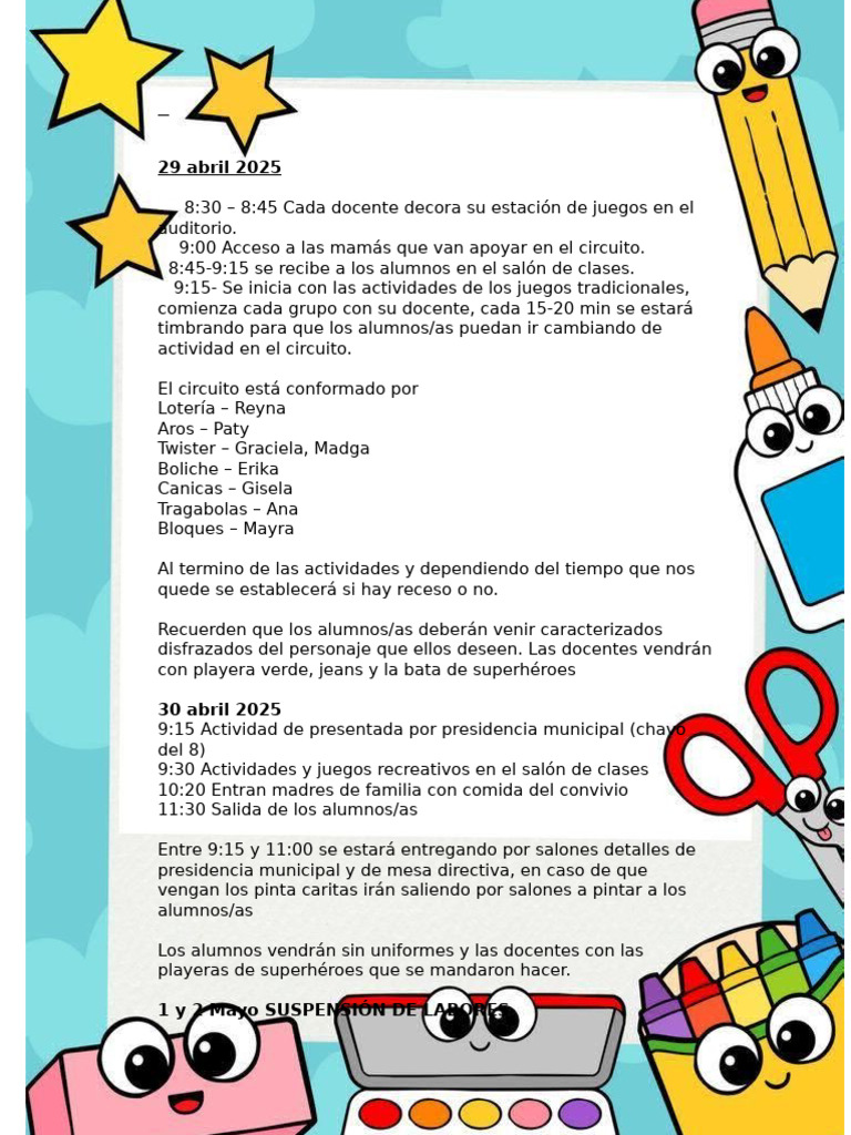 Actividades Dia Del Niño | PDF