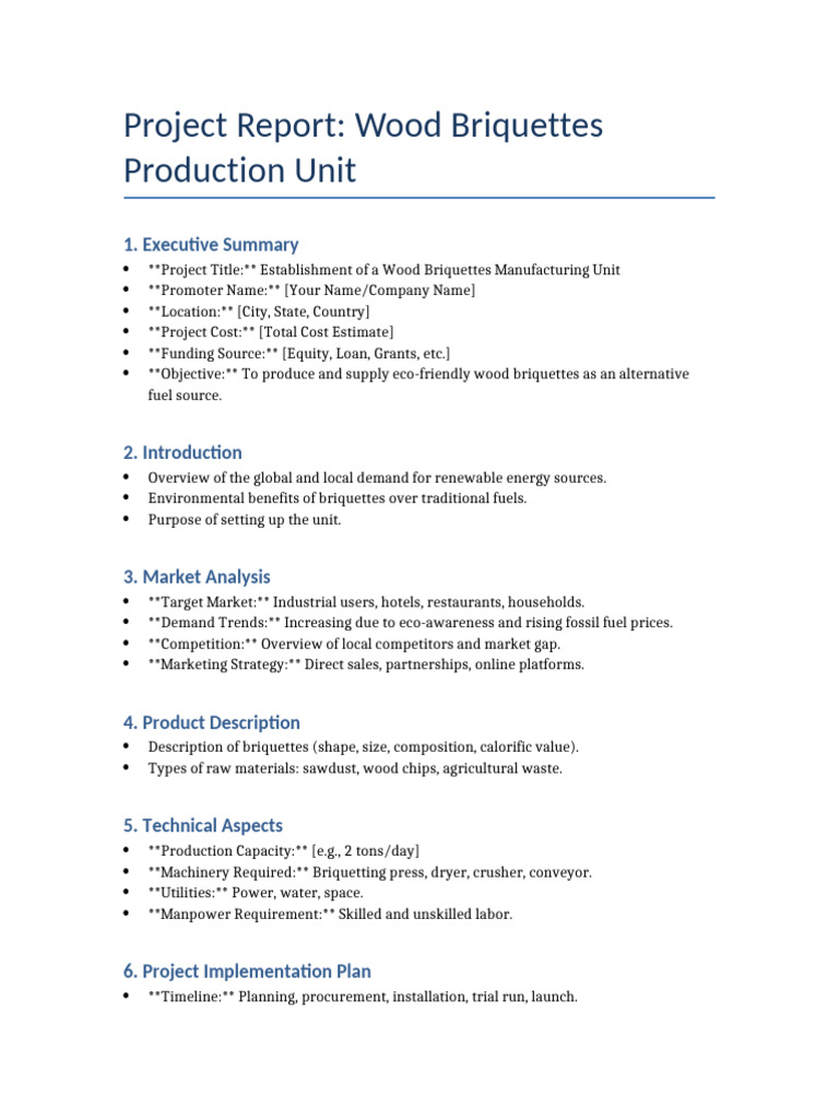 Wood Briquettes Manufacturing Report | PDF