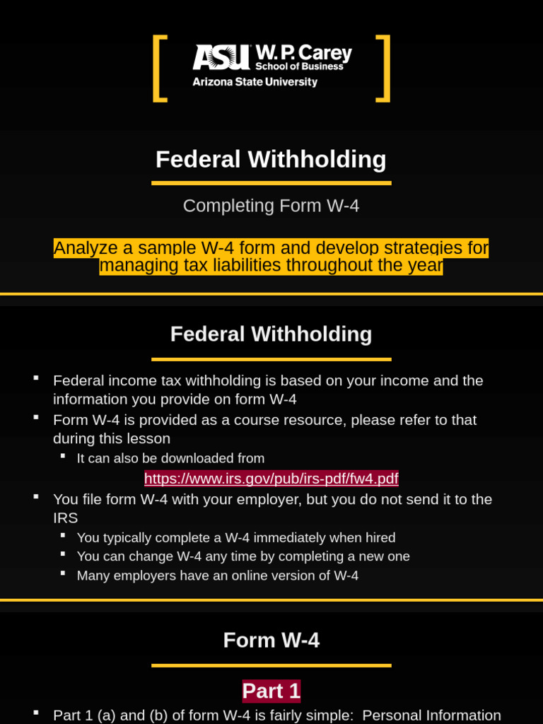 FIN 294 - Ives Machiz - M05L07 Federal Witholding | PDF | Taxes ...