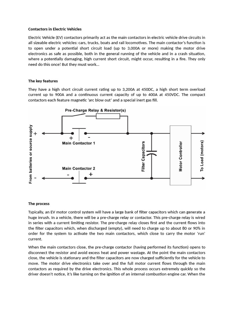 Contactors in Electric Vehicles | PDF | Capacitor | Direct Current