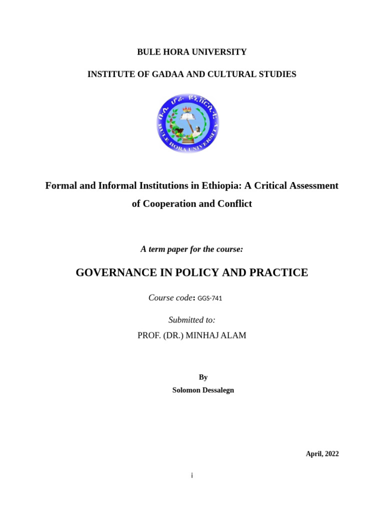 Formal and Informal Institutions in Ethiopia | PDF | Institution ...