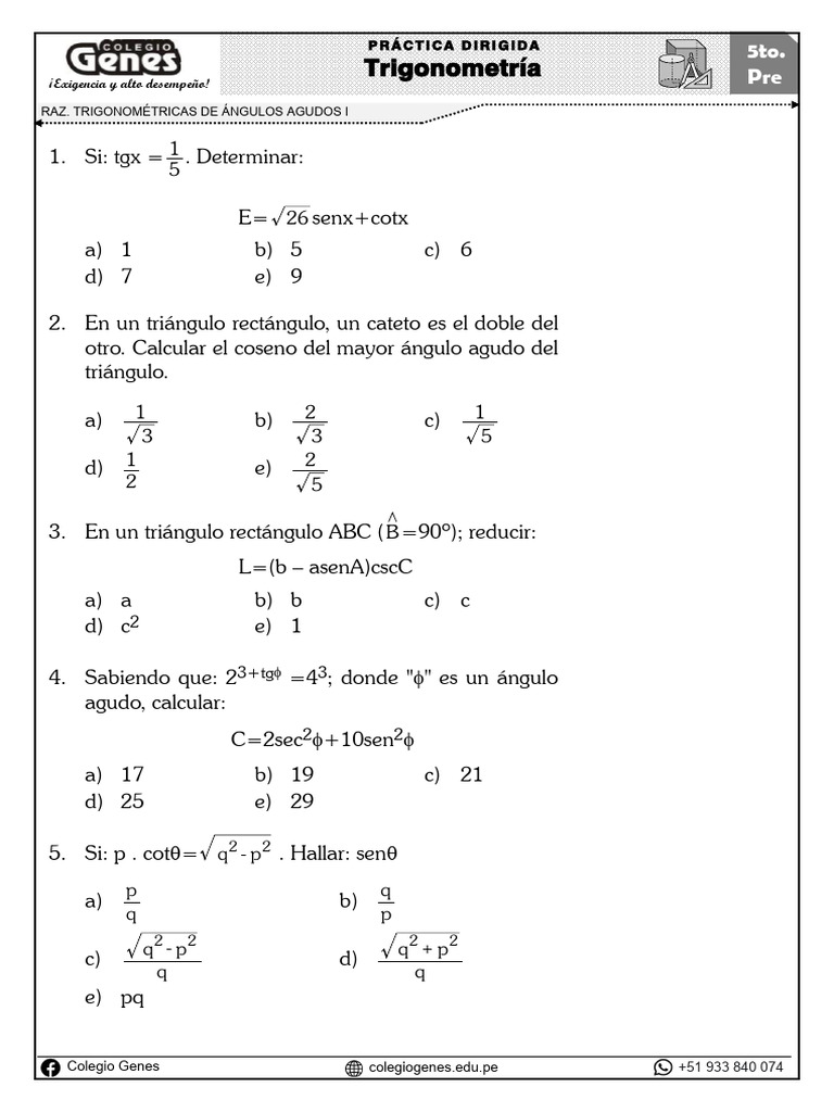 Pract Trigo | PDF | Funciones trigonométricas | Triángulo