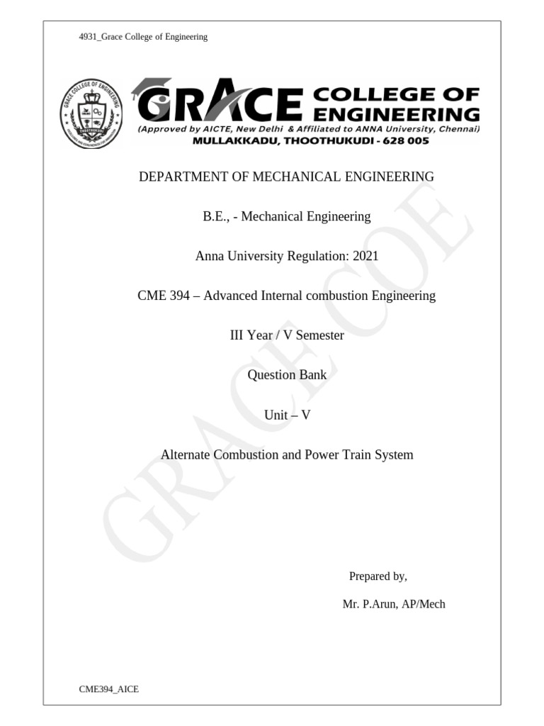 V_Mech_CME394_AICE_QB_unit5-2-1 | PDF | Fuel Injection | Diesel Engine