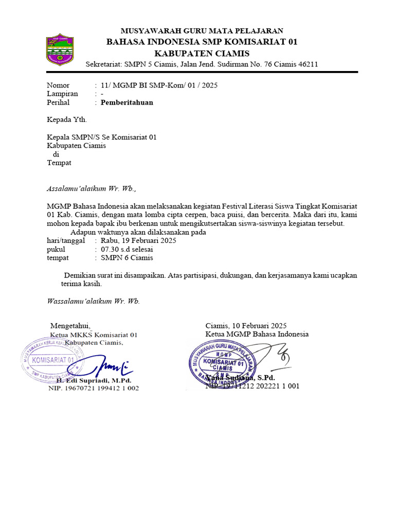 Surat Pemberitahuan Fls | PDF