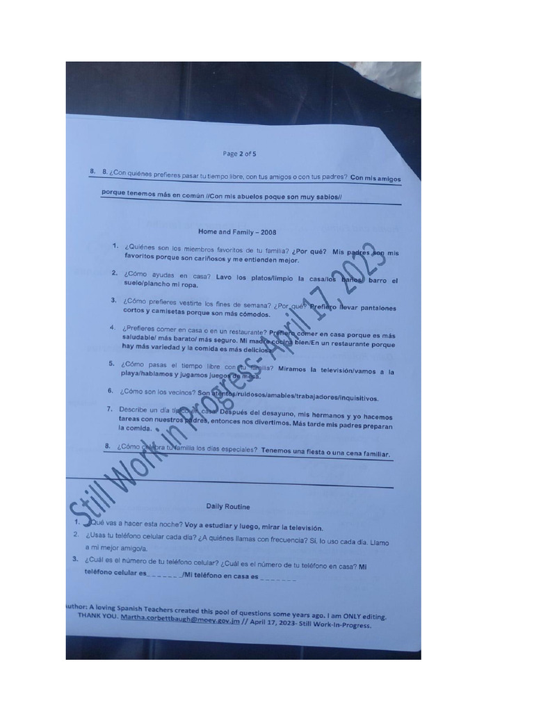 Csec Spanish Orals Resources | PDF