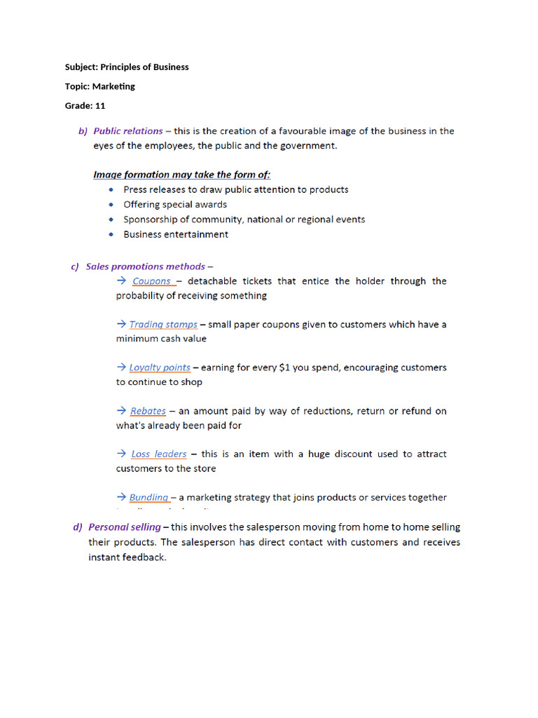 Grade 11 - Marketing | PDF
