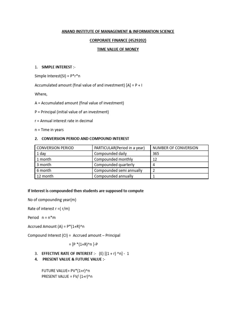 Formulla Time Value of Money | PDF