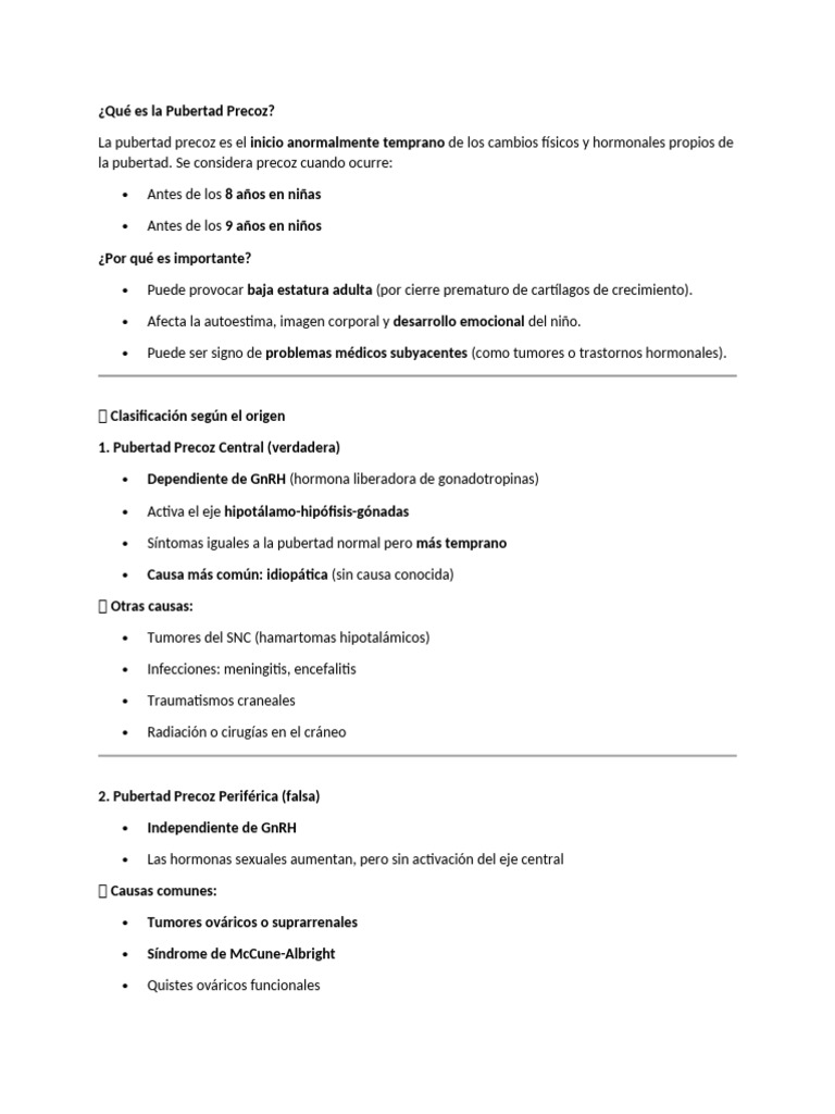 Pubertad Precoz | PDF | Pubertad | Sistema endocrino