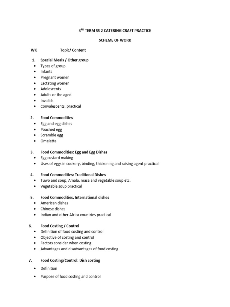 6847 - 3RD Term SS 2 Catering Craft Practice | PDF | Meal | Egg White