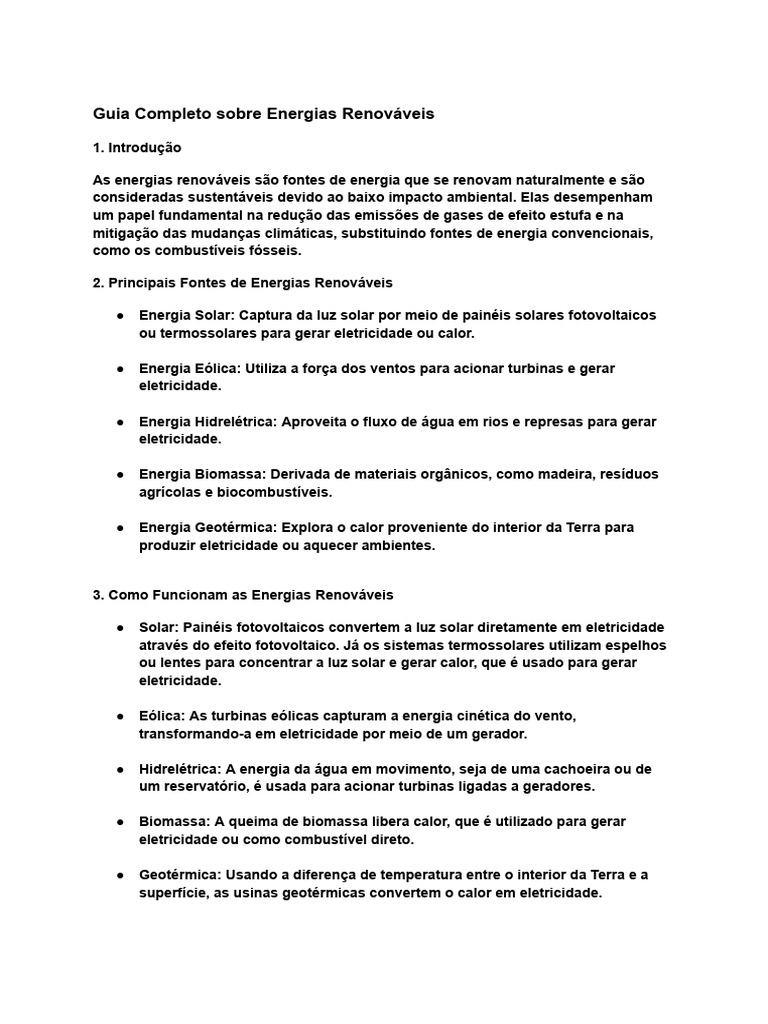Guia Completo Sobre Energias Renováveis | PDF | Energia renovável | Energia eólica