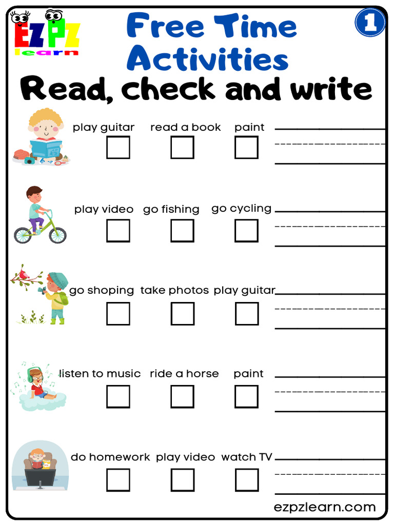 1 Free Time Activities Read Check and Write | PDF