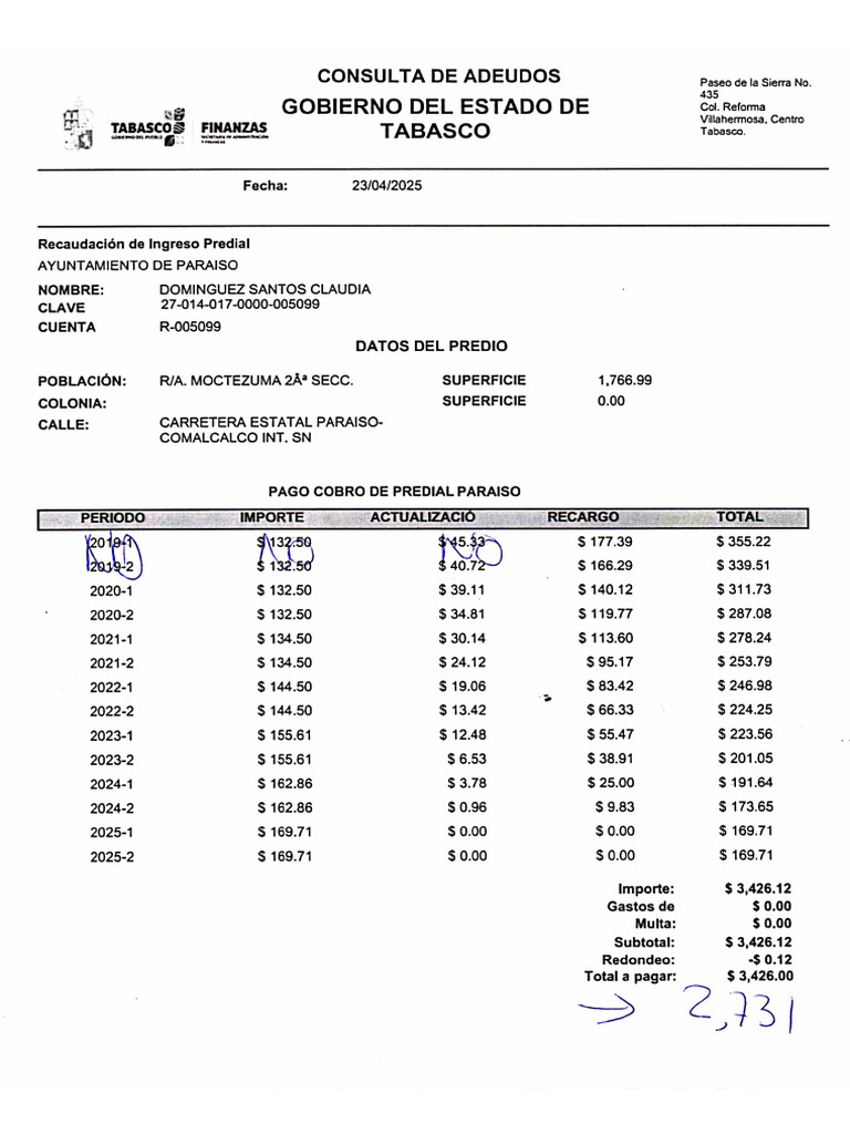 Adeudos predial | PDF
