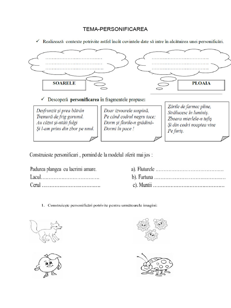 personificarea CLASA 5 | PDF