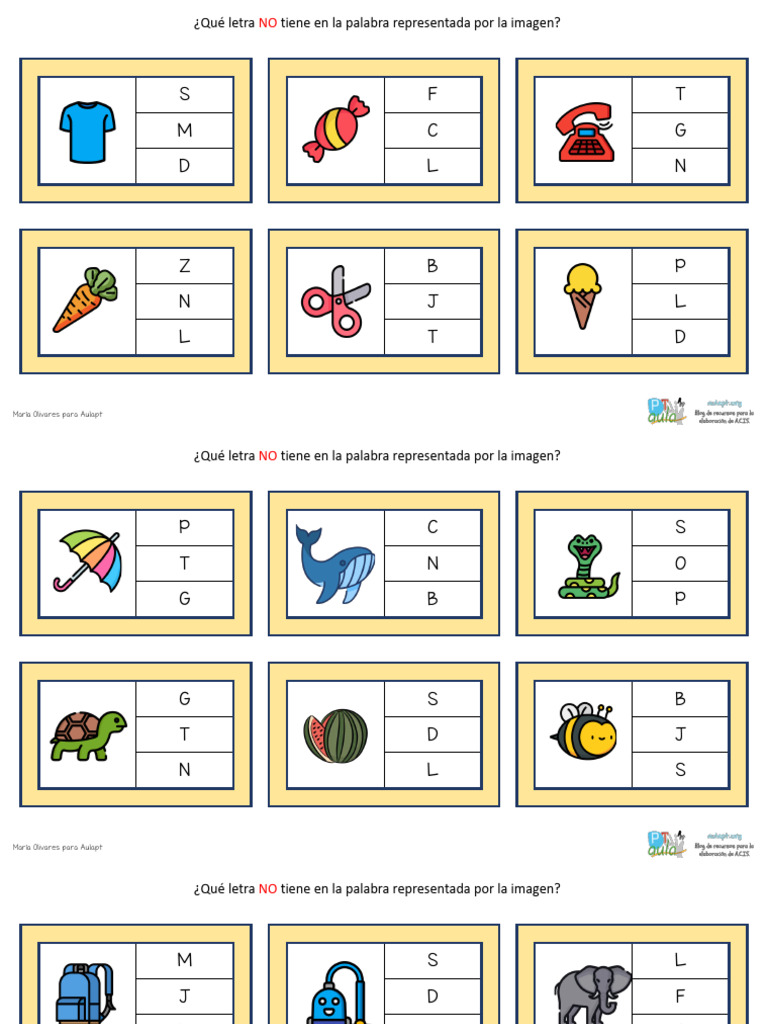 Tarjetas Conciencia Fonologica Consonantes | PDF