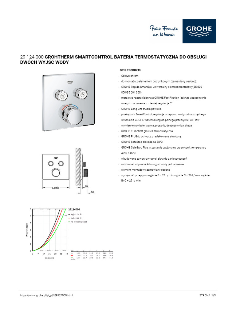 GROHE Specification Sheet 29124000 | PDF