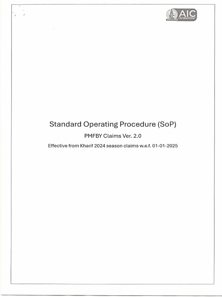 PMFBY Claim SoP V2.0 Wef 01.01.2025 | PDF | Data | Data Management