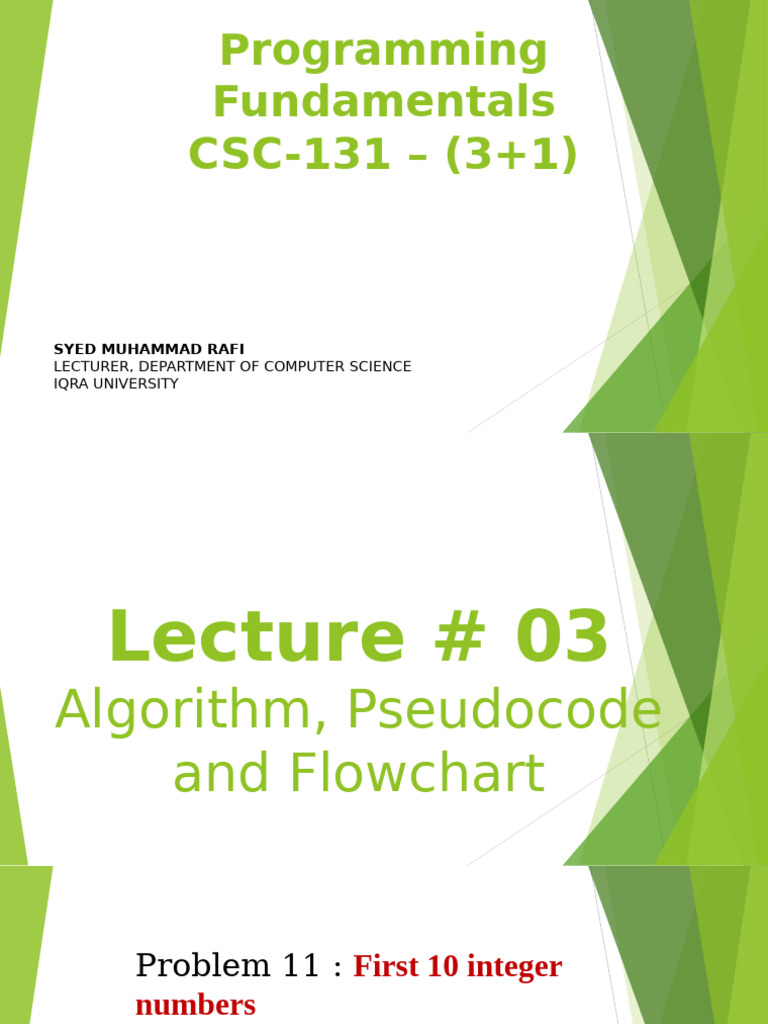 Pf Lec 03for While Pseudocode Flowchart Pdf Prime Number Algorithms