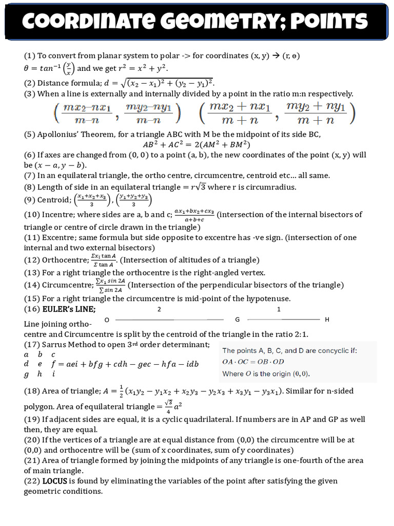 Coordinate Geometry Points | PDF | Triangle | Euclid