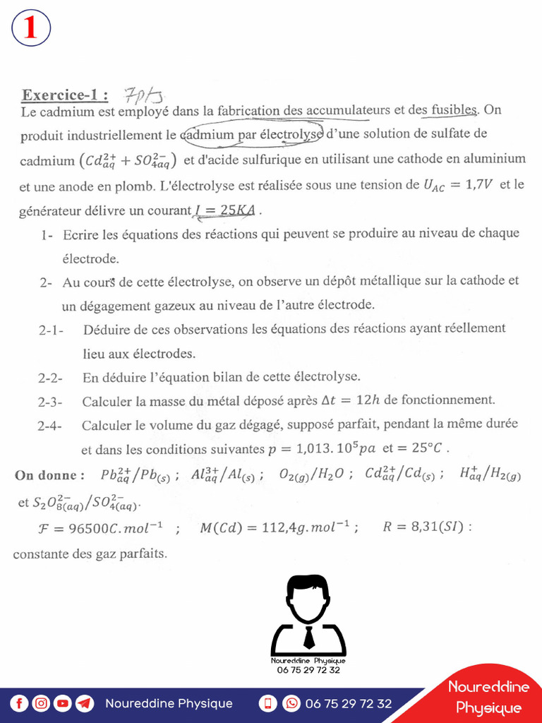 Electrolyse Exercice Correction | PDF