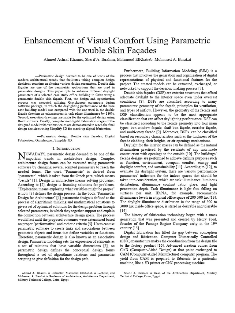Enhancement of Visual Comfort Using Parametric Double Skin Facades | PDF | Computer Aided Design ...