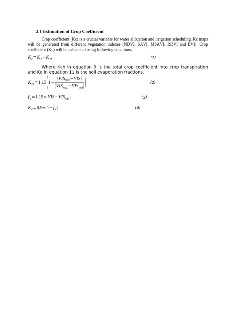 Estimation of Crop Coefficient | PDF