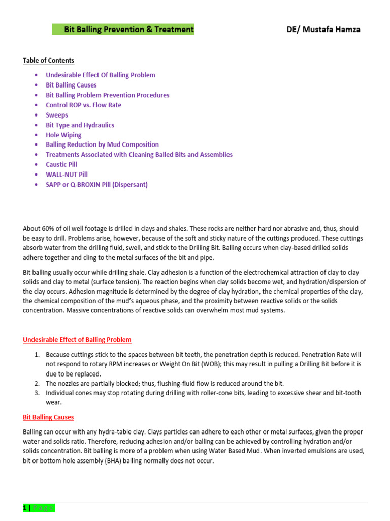 Bit Balling: Causes and Solutions | PDF | Surfactant | Corrosion