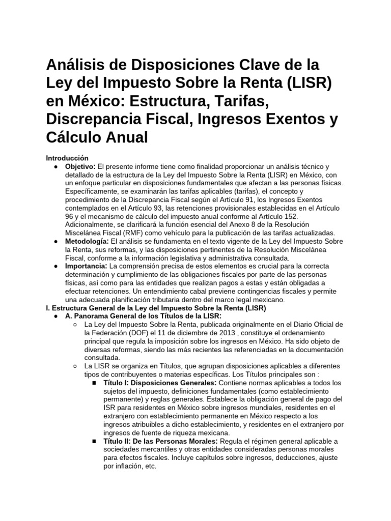 Ley ISR - Estructura y Cálculo | PDF | Impuesto sobre la renta | Impuestos