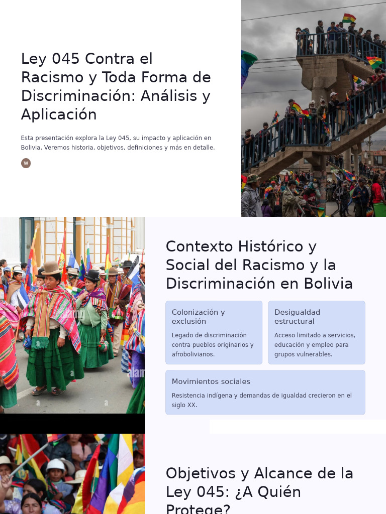 Ley 045 Contra El Racismo y Toda Forma de Discriminacion Analisis y Aplicacion | PDF ...