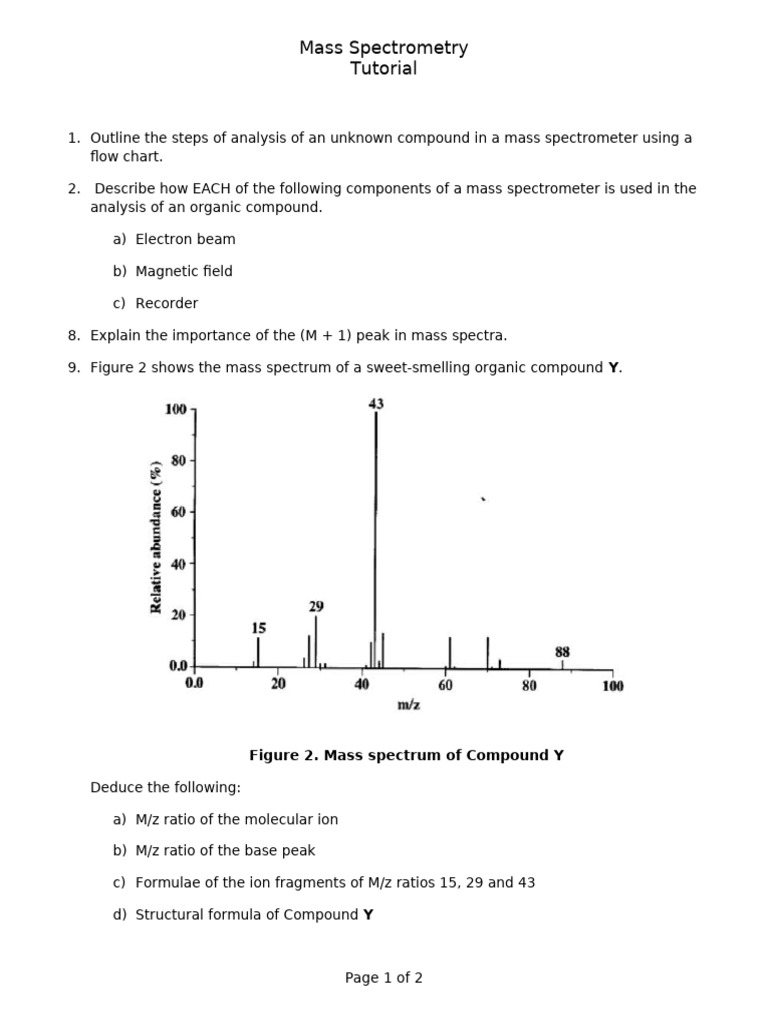 Tutorial 06 Mass Spectrometry CHE 202 2024-2025 | PDF