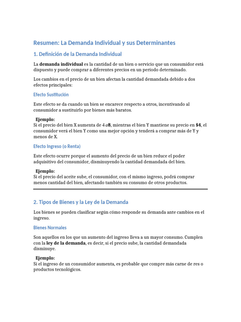 Resumen Demanda Individual | PDF | Oferta y demanda | Curva de demanda