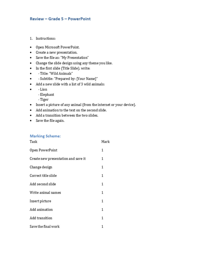 Review PowerPoint Grade 5 | PDF