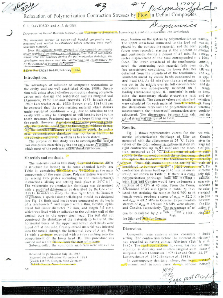 Davidson Relaxation of polymerization contraction stresses by flow in ...